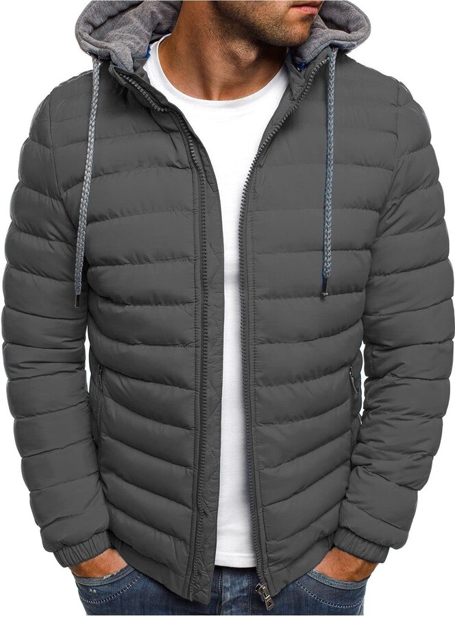Generic Mens Winter Jacket Clearance Zipper Plain Padded Quilted Parka ...