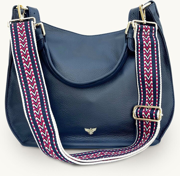 Apatchy London The Harriet Navy Leather Bag With Navy Boho Strap ...