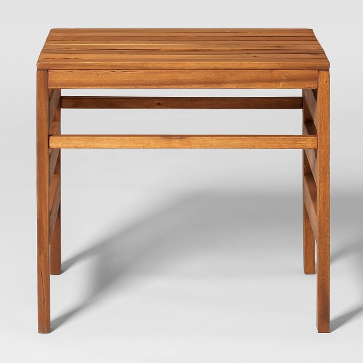 Outdoor Acacia Wood Slatted Side Table - Brown - Saracina Home - ShopStyle