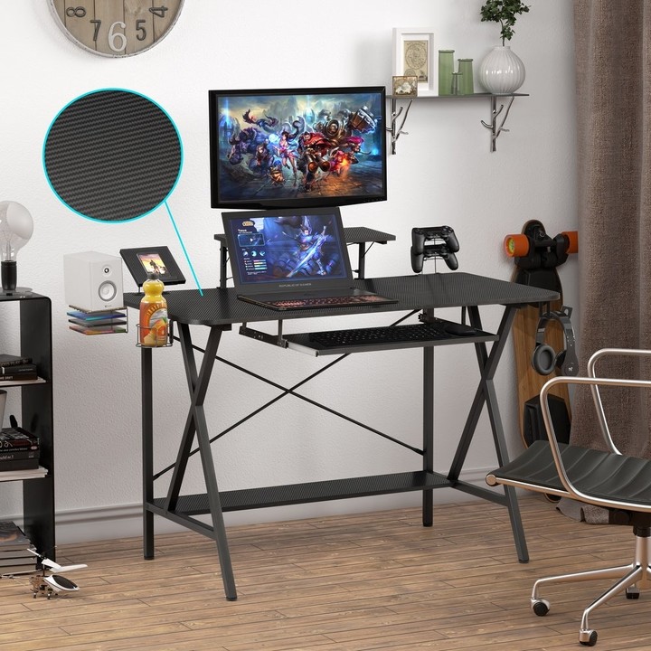 Overstock E Sports Computer Desk with PC Stand Shelf Keyboard Stand ...