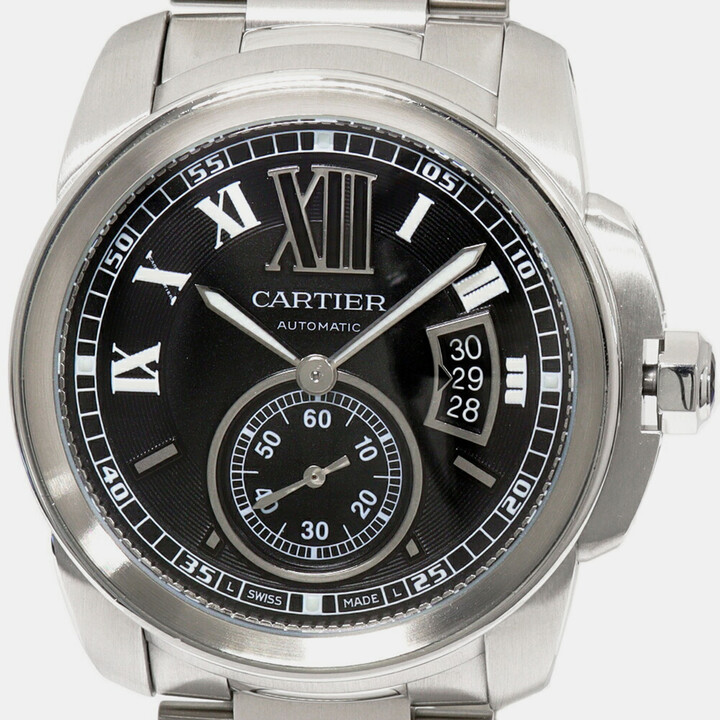 Cartier Black Stainless Steel Calibre de W7100016 Automatic Men's ...