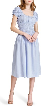 WAYF Tie Back Puff Sleeve Midi Dress - ShopStyle