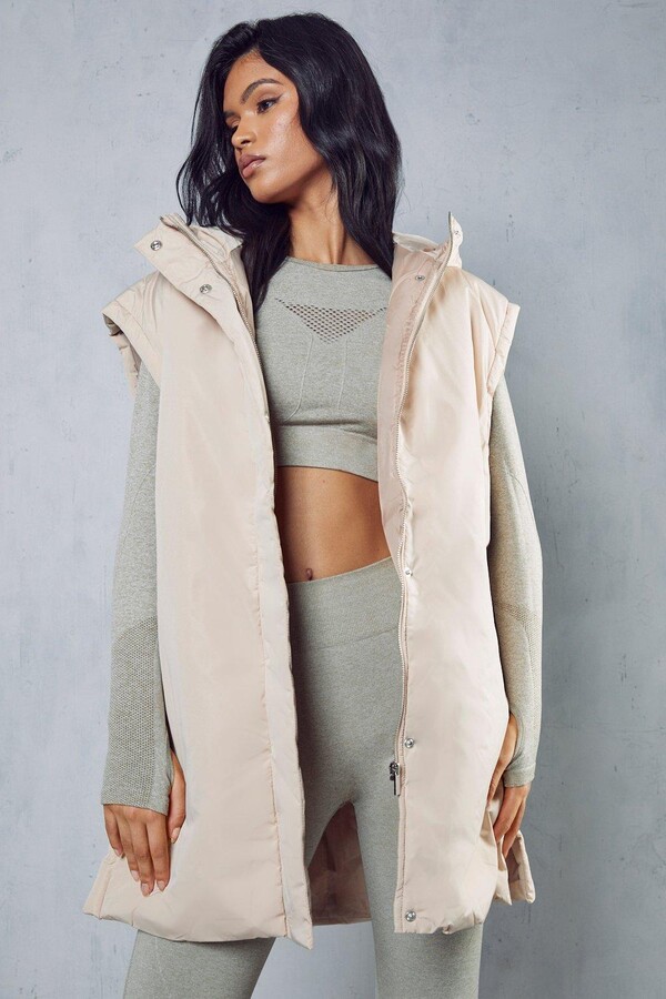 MissPap Longline Padded Hooded Gilet Jacket - ShopStyle