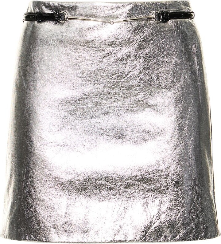 Gucci Padded metallic leather mini skirt - ShopStyle