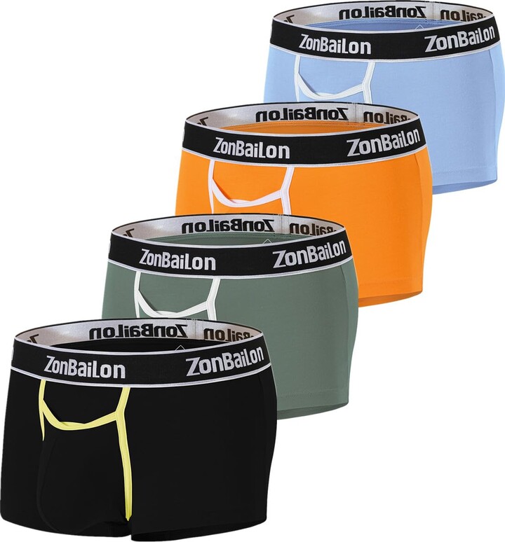 ZONBAILON Horizontal Fly Mens Underwear Comfy Boxer Briefs for Men ...
