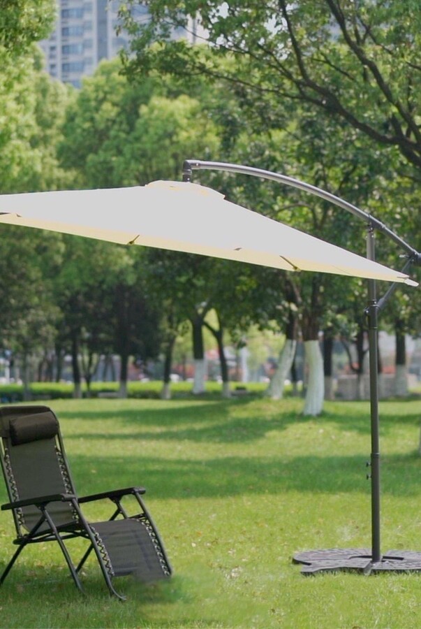 Groundlevel 3m Outdoor Cantilever Banana Garden Parasol with Bluetooth ...