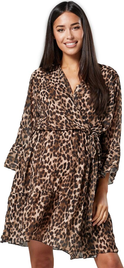 HAPPY MAMA Women's Maternity Breastfeeding Wrap Mini Dress in Animal ...