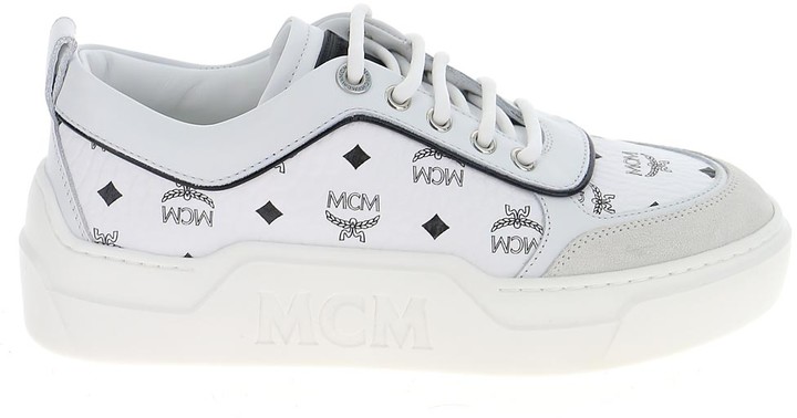 MCM Logo Print Low-Top Sneakers - ShopStyle