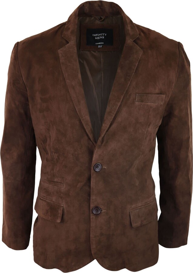 TruClothing Mens Genuine Suede Blazer Style Jacket Leather Mens Classic ...