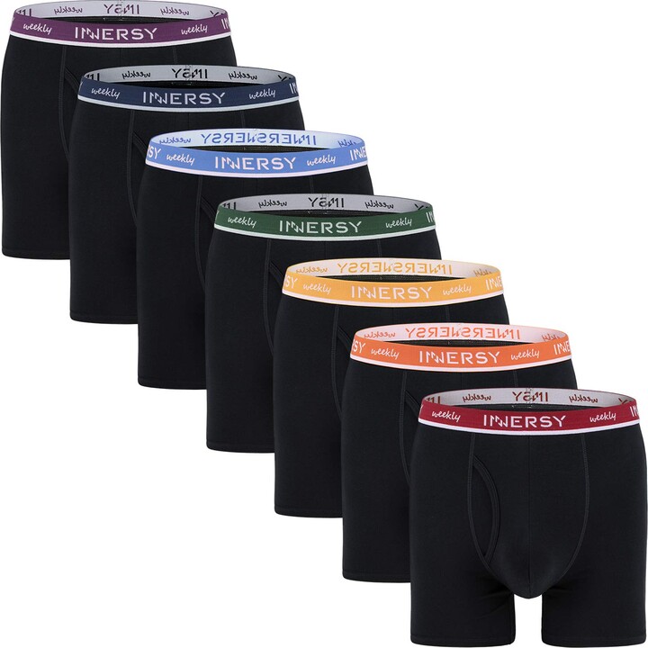 INNERSY Boxer Shorts Men Underwear Trunks Multipack Basic Black Cotton ...