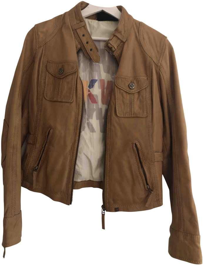 Oakwood Camel Leather Jackets - ShopStyle