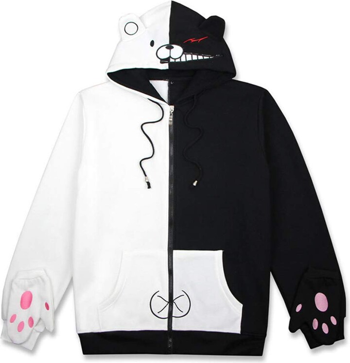 Guturris FORLADY Black and White Bear Hoodie Zipper Jacket Uniform ...