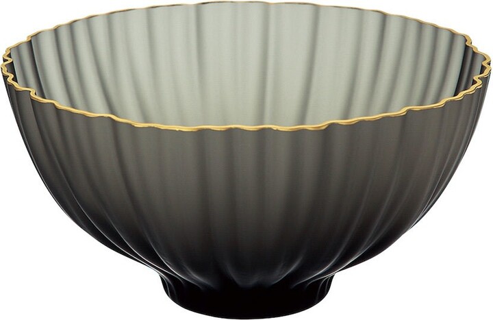 Sghr Sugahara Kikka Handcrafted Glass Bowl With Gold Rim - Frosted Carbon, Large - ShopStyle