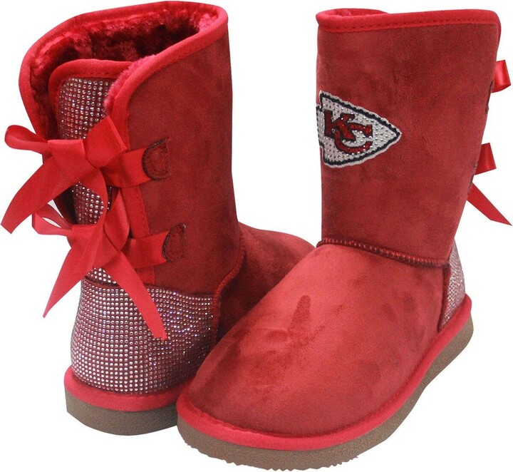 Women's Cuce Kansas City Chiefs Team Colored Faux Suede Crystal Back ...
