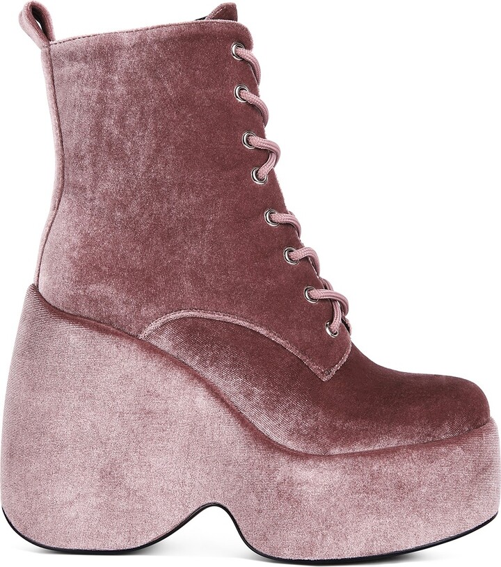Rag & Co. - Ashcan Blush High Platform Velvet Ankle Boots - ShopStyle