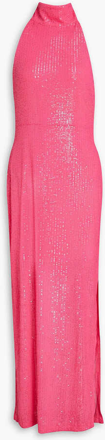Rotate by Birger Christensen Open-back sequined stretch-mesh halterneck maxi dress - ShopStyle