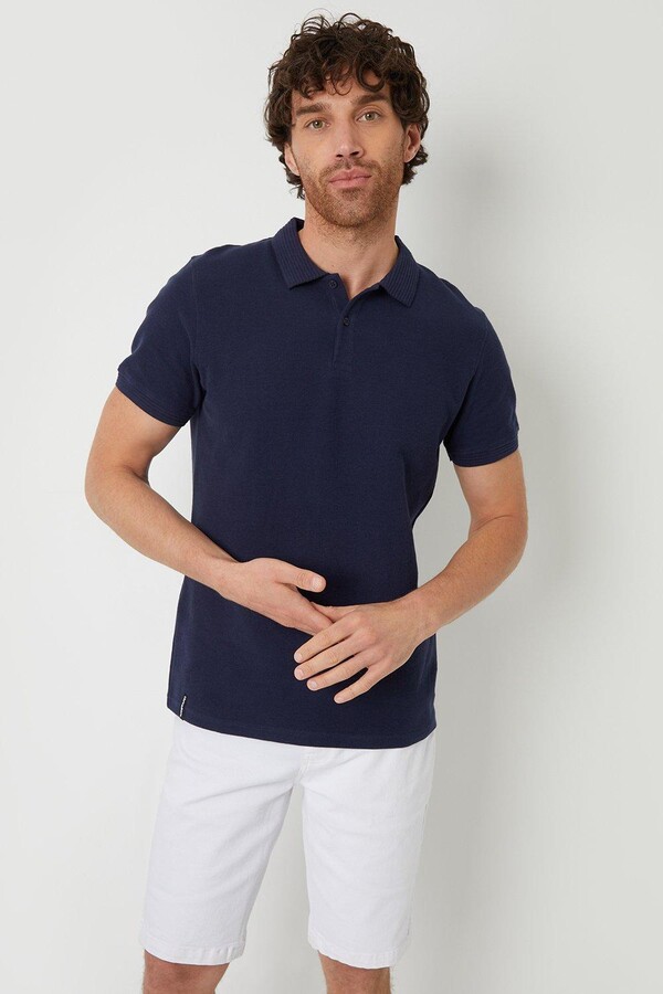 Threadbare 'Sedona' Waffle Cotton Jersey Polo Shirt - Navy - ShopStyle