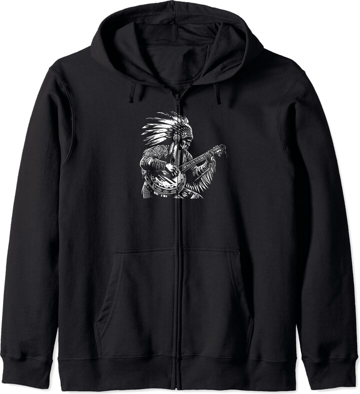 Tribal Banjo Gear Zen Native American Playing Banjo Tribal Art Music ...