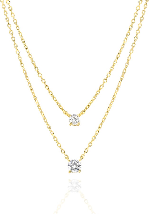 Miss Happiness - Lily Double Strand Solitaire Necklace - ShopStyle