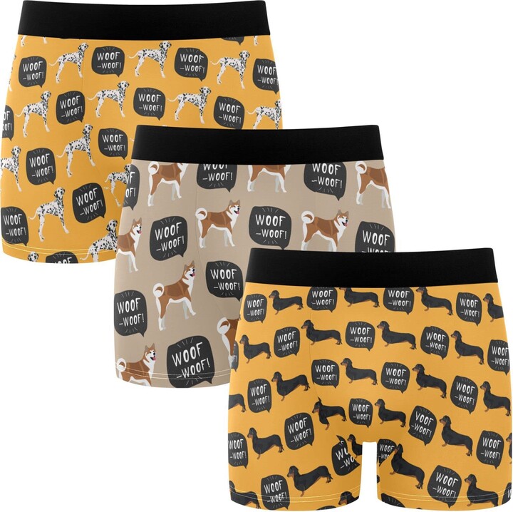 ZZXXB Cute Dachshund Dog Woof Mens Boxer Briefs 3 Pack Underwear ...