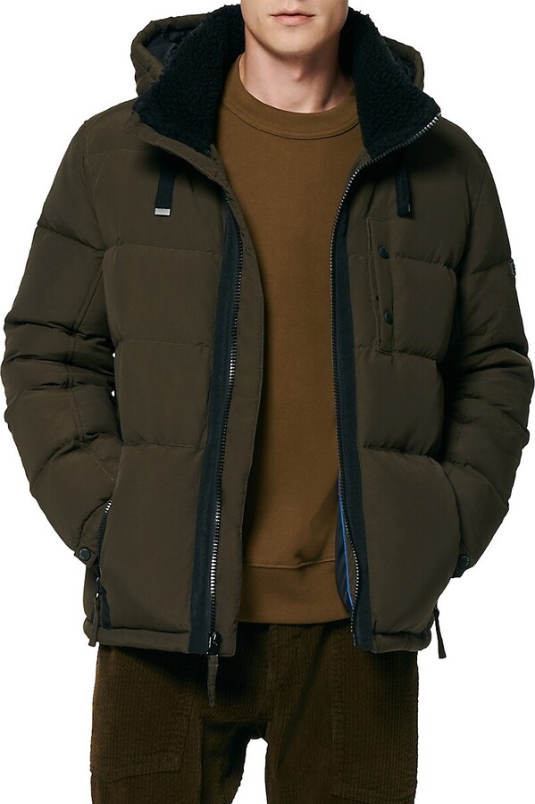 Andrew Marc Hubble Faux Shearling Hooded Crinkle Down Jacket - ShopStyle