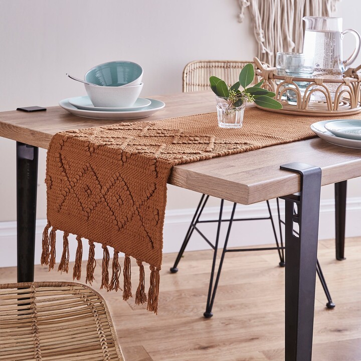 Dunelm Macrame Table Runner 230cm x 35cm Rust - ShopStyle