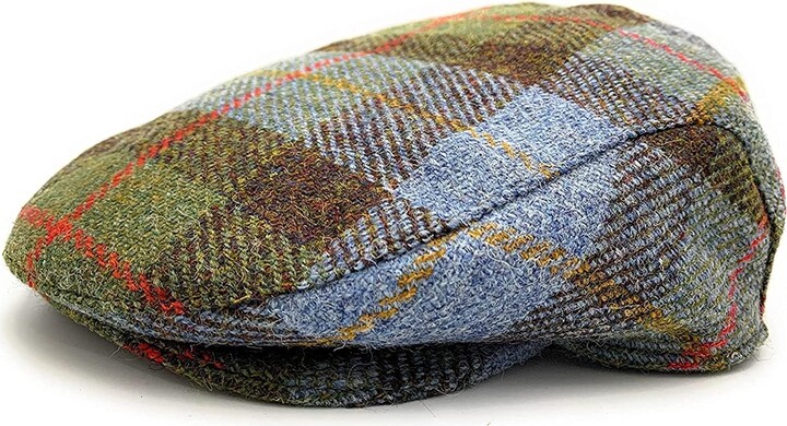 TARTAN TWEEDS Mens Harris Tweed Flat Cap Comfort Fit Quilted Lining ...