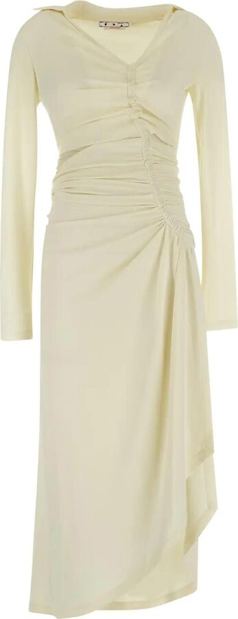 Off-White Vi-crepe Draped Midi Dress - ShopStyle