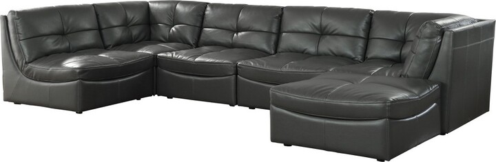Lazaro Contemporary Leather Gel Tufted Sectional Gray - HOMES: Inside + Out - ShopStyle Sofas ...