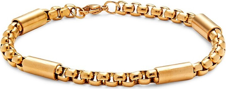 Anthony Jacobs 18K Goldplated Stainless Steel Box Chain Bracelet ...