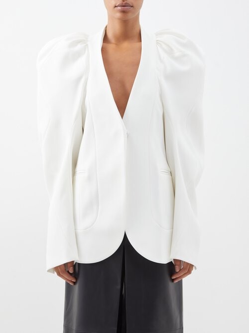 Ashlyn Grace Puff-sleeved Cutout Crepe Tailored Jacket - ShopStyle
