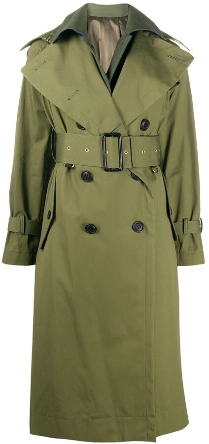 Sacai Layered-Effect Belted Trench Coat - ShopStyle