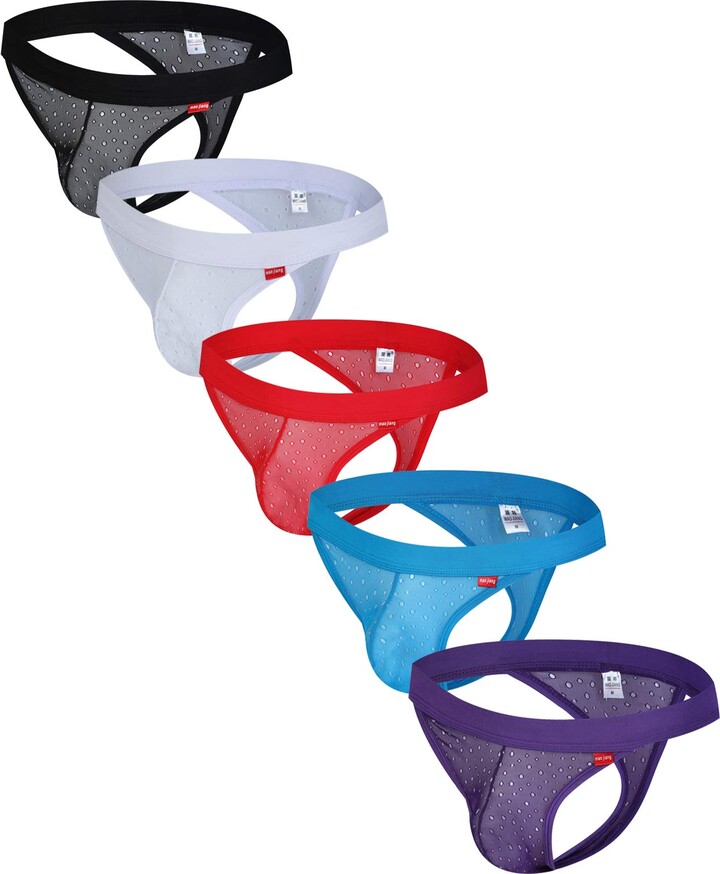 YOOBNG Men's Thong G-String Mesh Hollow-Out Underwear Low Rise Bulge ...