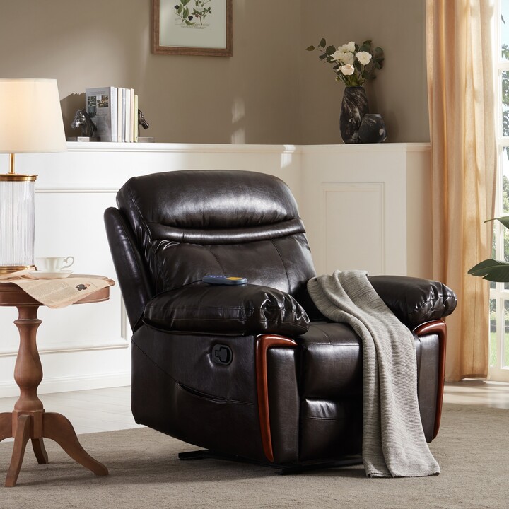 GEROJO PU Leather Massage Recliner Chair with Adjustable Angle, 8 ...