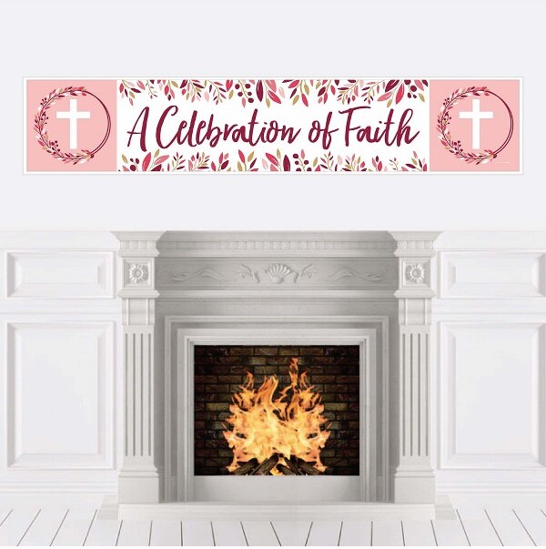 Big Dot of Happiness Pink Elegant Cross - Girl Religious Party ...