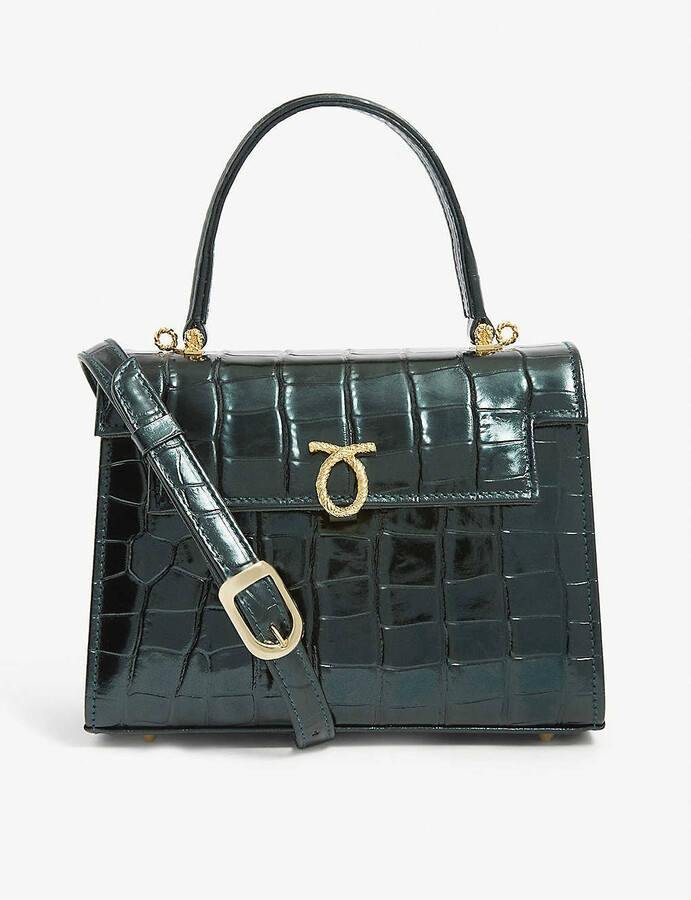 Launer Judi croc-embossed leather tote bag - ShopStyle