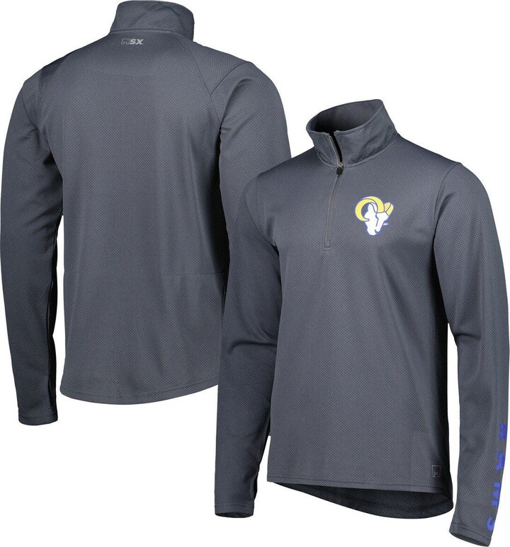 Men's MSX by Michael Strahan Charcoal Los Angeles Rams Half-Zip Hoodie ...