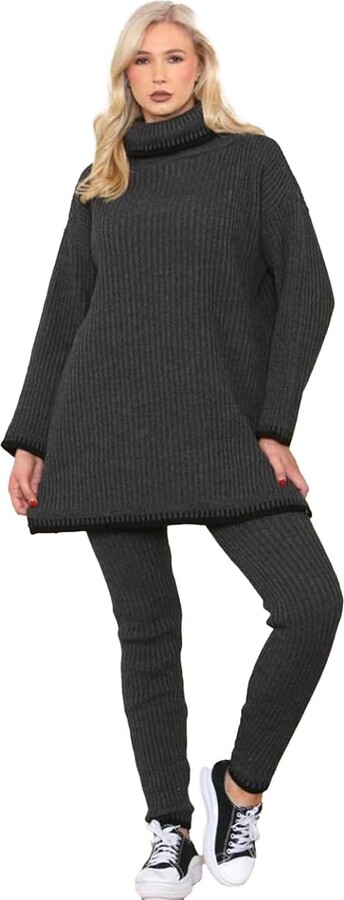Generic Keep Fashion® New Womens Oversized Turtleneck Co-Ord Knitted ...