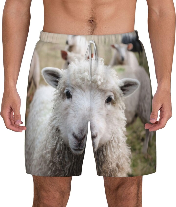 CZDBNLHF Cute Sheep Lamb Print Mens Swim Shorts for Swimming - ShopStyle
