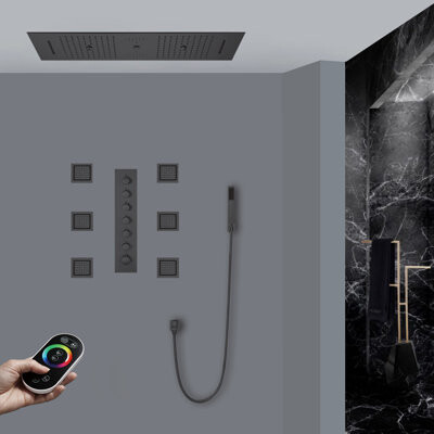 FontanaShowers Verona Remote Controlled Matte Black Thermostatic Rain ...