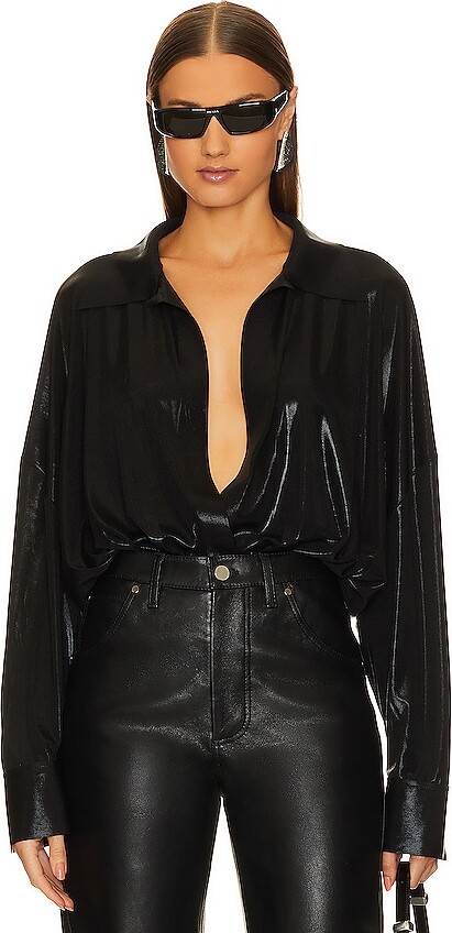 Norma Kamali Super Oversized Boyfriend Shirt Bodysuit - ShopStyle Tops