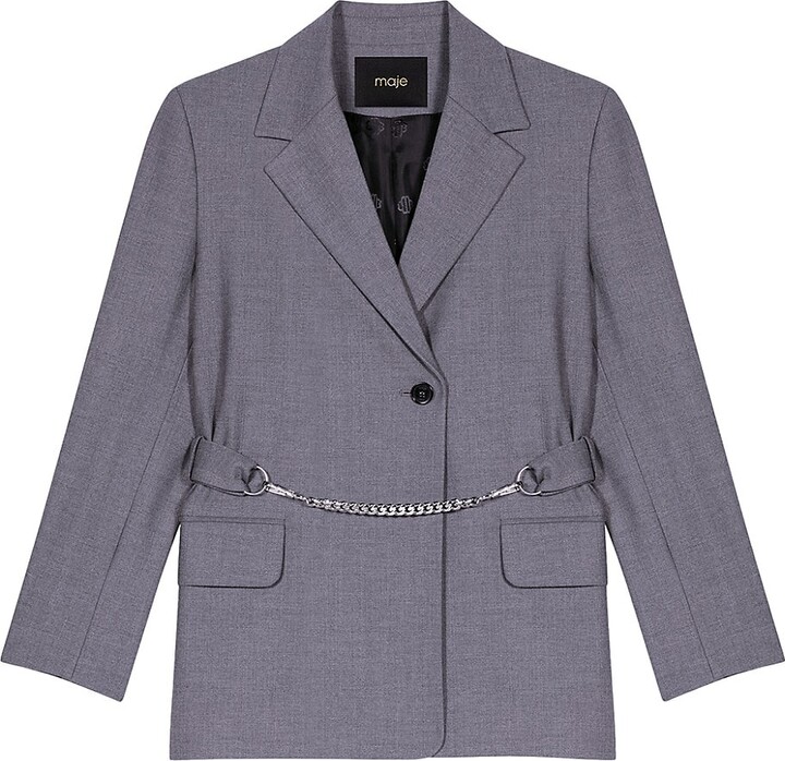 Maje Suit Jacket With Chain Belt - ShopStyle