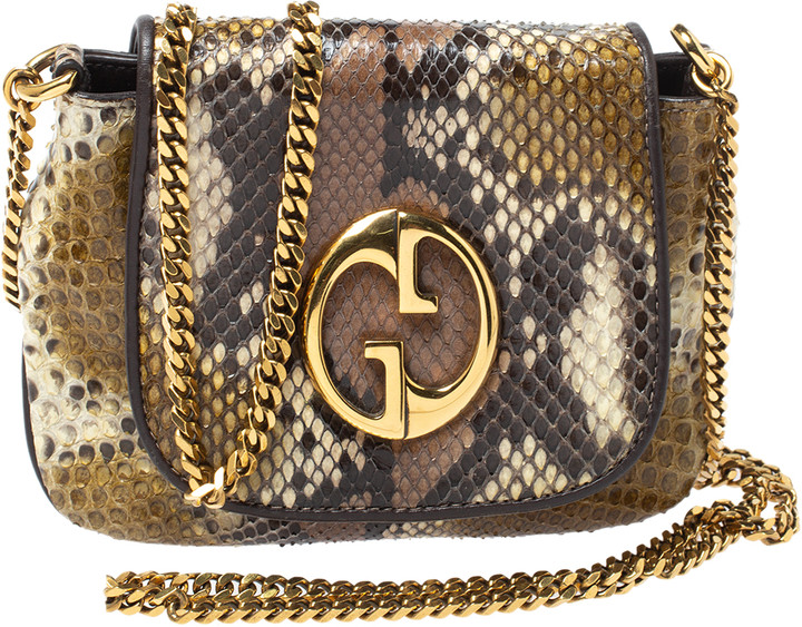 Gucci Multicolor Python and Leather Small 1973 Chain Crossbody Bag - ShopStyle