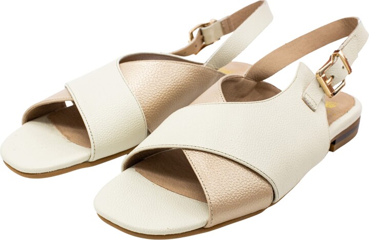 Stivali New York Women's Roots Sandals In Ivory/Gold Leather - ShopStyle