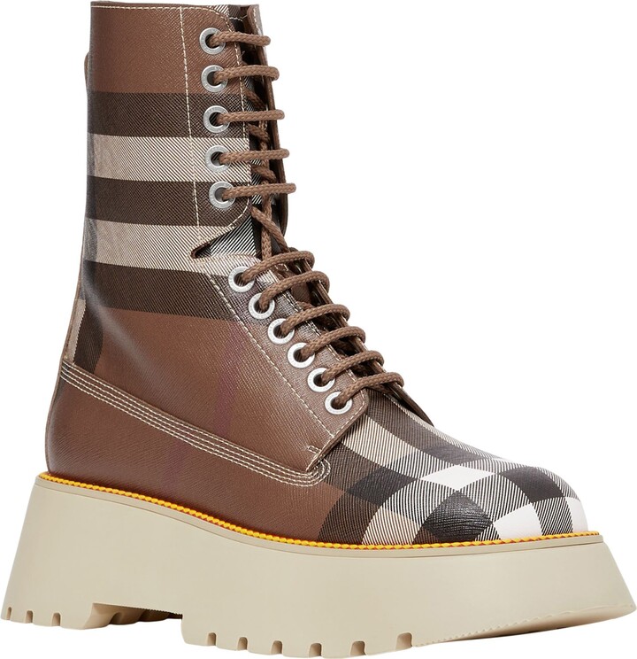 Burberry Mason Check Platform Coated Canvas Boot - ShopStyle