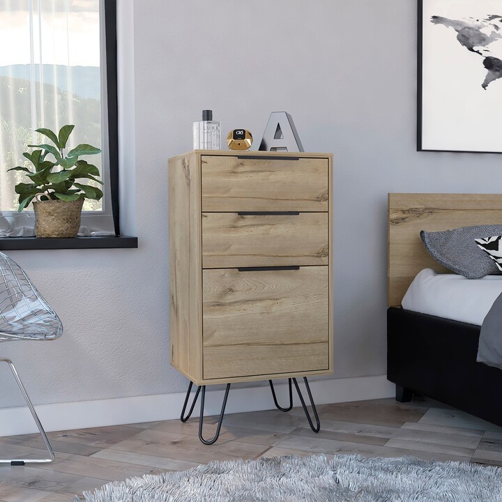 FM FURNITURE London Dresser, With Three Drawers, Countertop, Four Steel ...