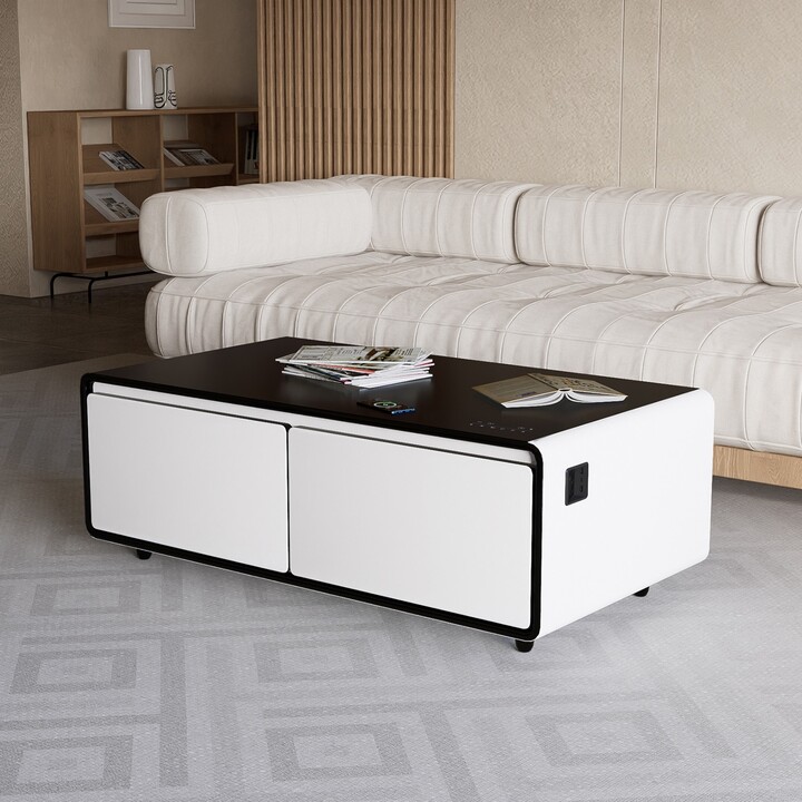 Global Pronex Modern Smart Coffee Table with Built-in Fridge, Bluetooth ...