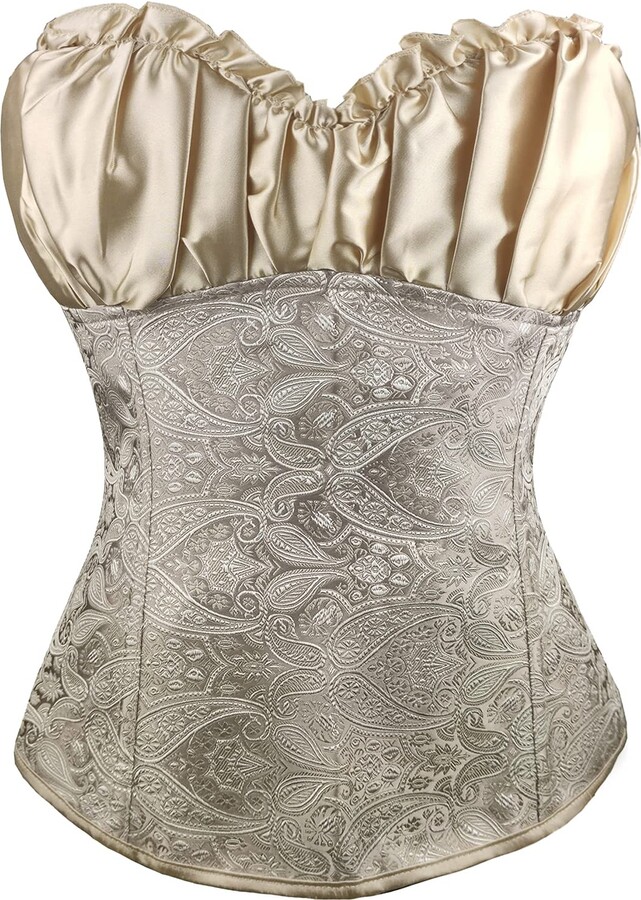 PAUSUNA Women Champagne Beige Bustier Burlesque Basque Moulin Rouge ...
