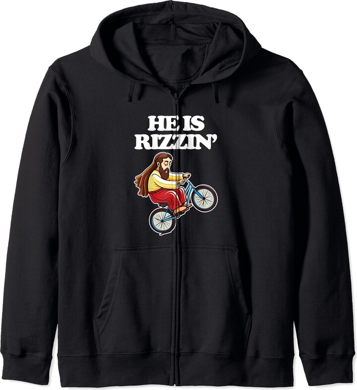Funny Meme Sayings & Funny Meme Designs He Is Rizzin' - Funny Jesus Bicycle Saying Sarcastic ...