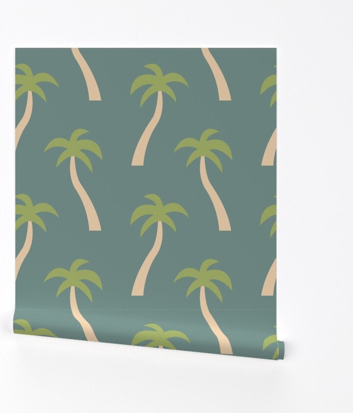 Etsy Palm Tree Wallpaper - Leaning Palms By Erikamauer Neutral Coastal ...